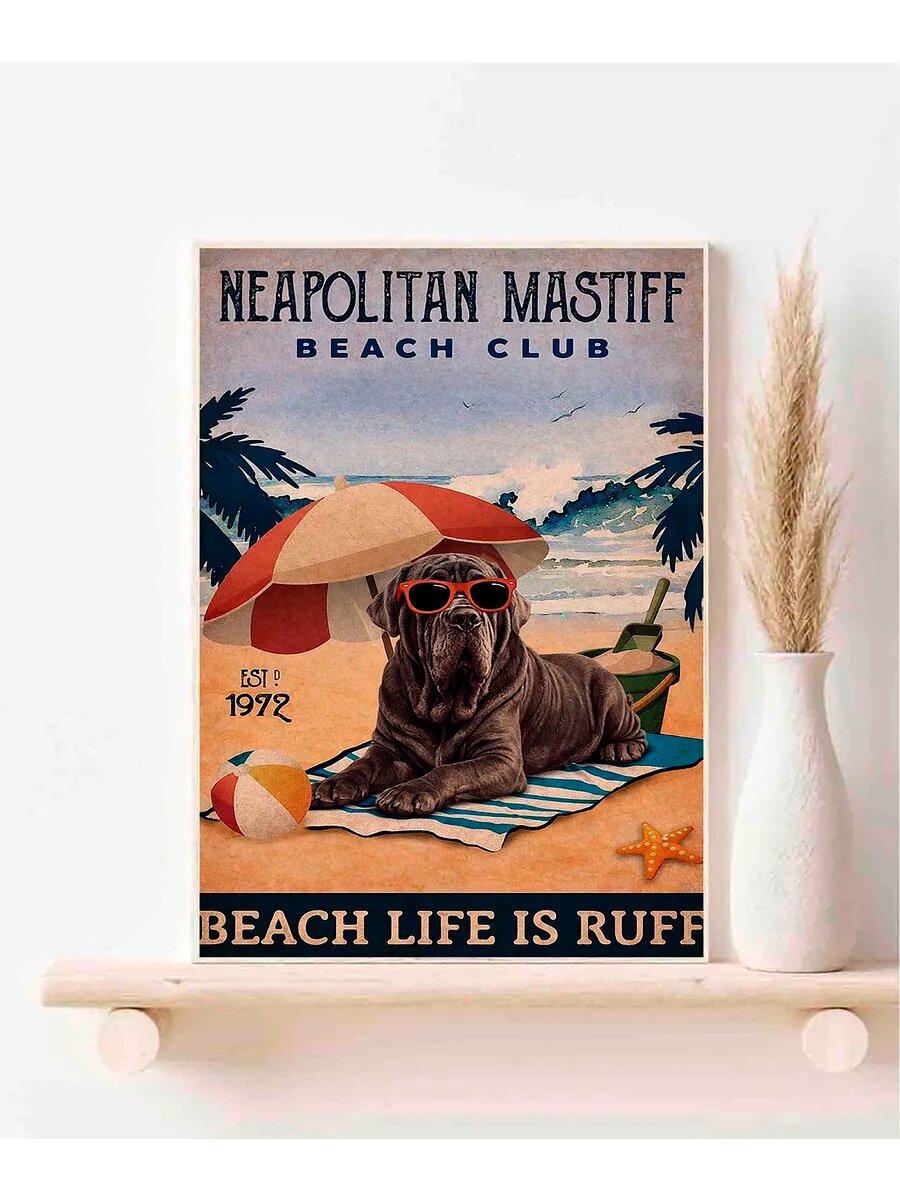Неаполитанский мастиф, Beach Life N2, Плакат 30x42см