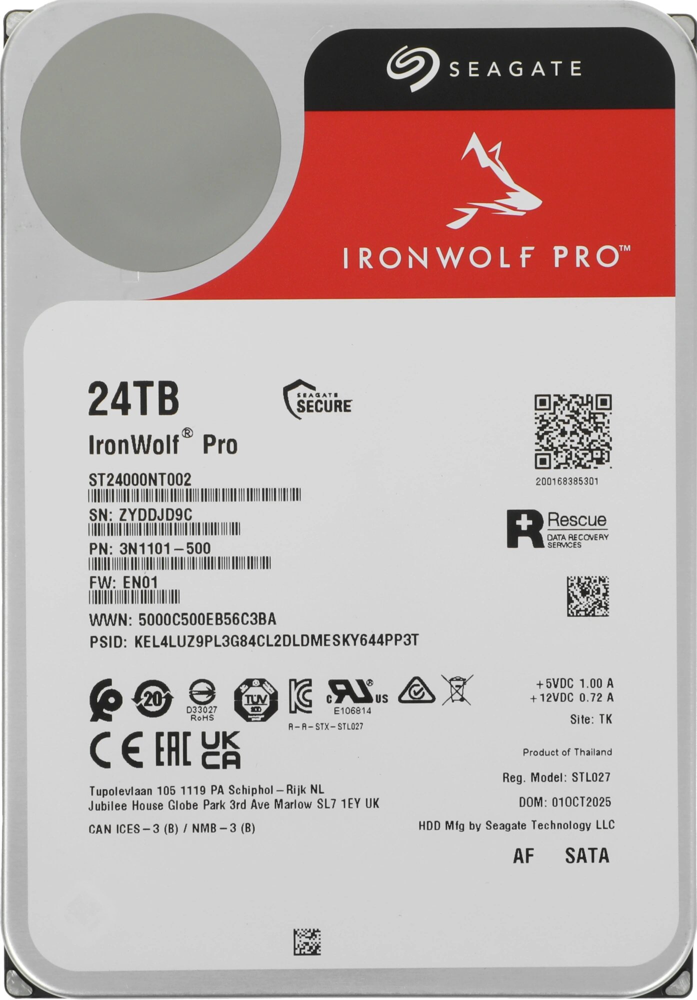 Жесткий диск Seagate SATA-III 24TB ST24000NT002 NAS Ironwolf Pro 512E (7200rpm) 512Mb 3.5