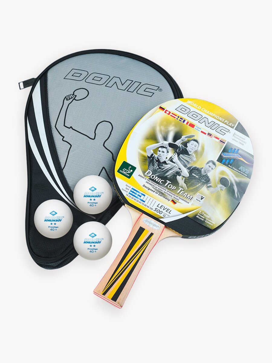 Набор для настольного тенниса Donic Top Team 500 (1 ракетка + 4 мяча + чехол)