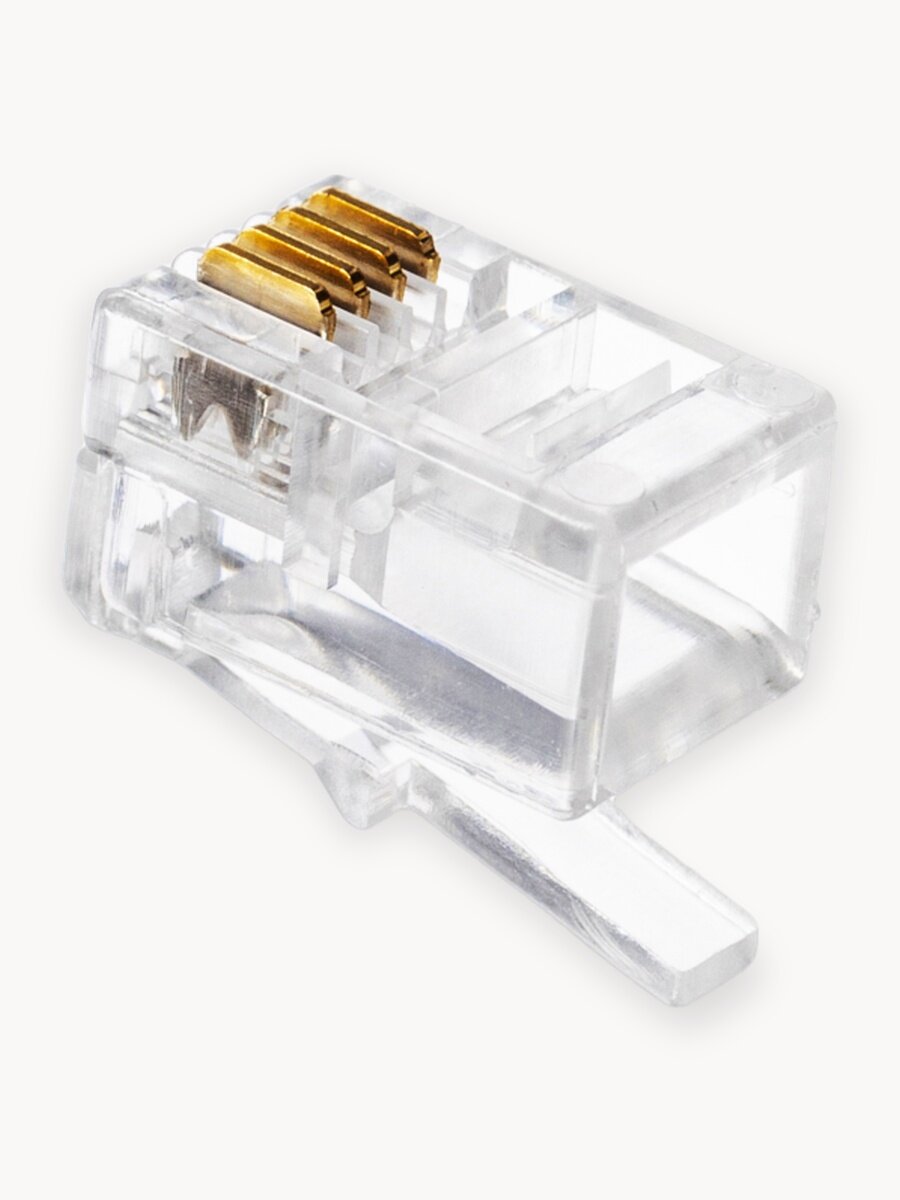 Коннектор телефонный RJ-10 (4P4C) для кабеля UTP (50 шт.), WT-6001B-50