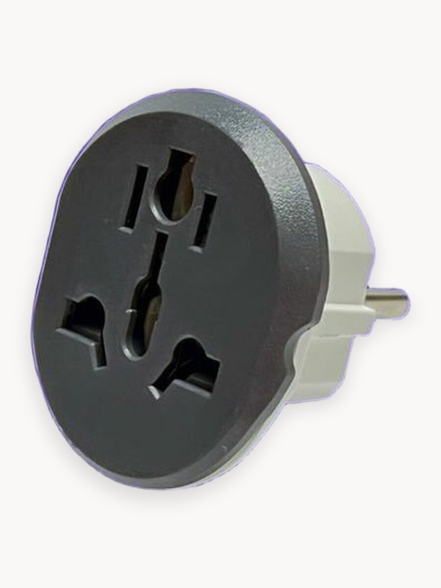 Переходник адаптер универсальный, с китайской вилки на евро вилку, для всех типов, цвет белый/темно-серый