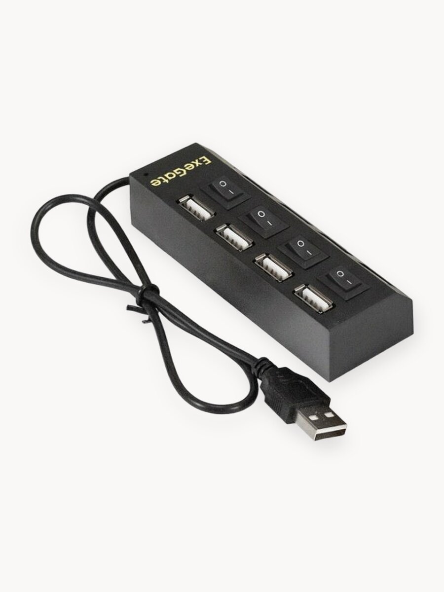 Разветвитель USB Exegate DUB-42SW USB2.0 4порт. черный