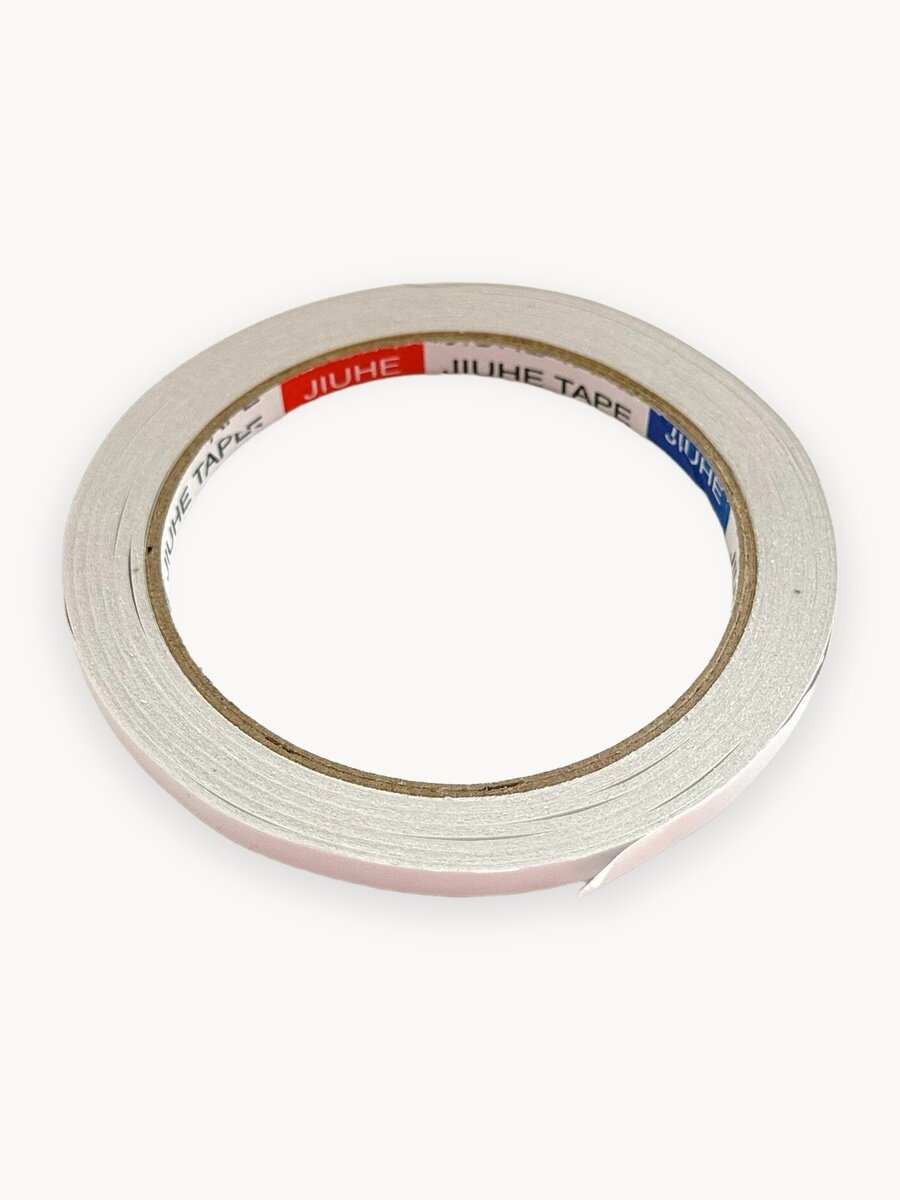 Скотч двухсторонний 6мм х 18м, клейкая лента двусторонняя канцелярская для рукоделия и творчества