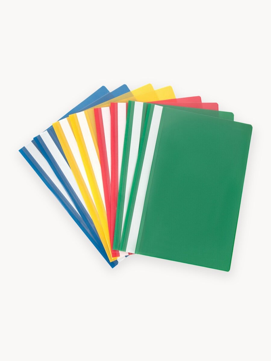 Папка для документов а4 скоросшиватель, комплект 8 штук ассорти, Staff, 271951