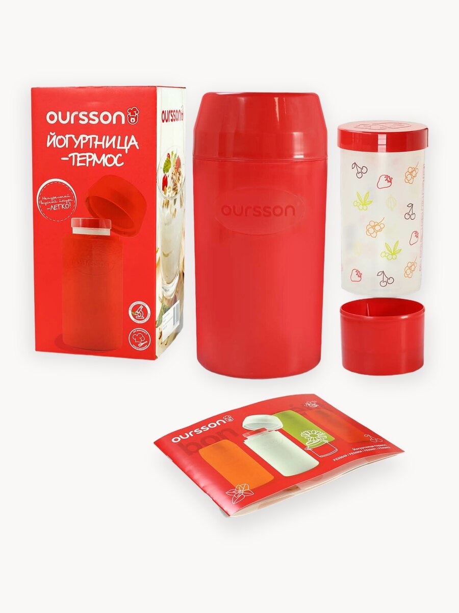 Йогуртница Oursson FE55051/RD, для термоса, для приготовления заквасок красная, пластик