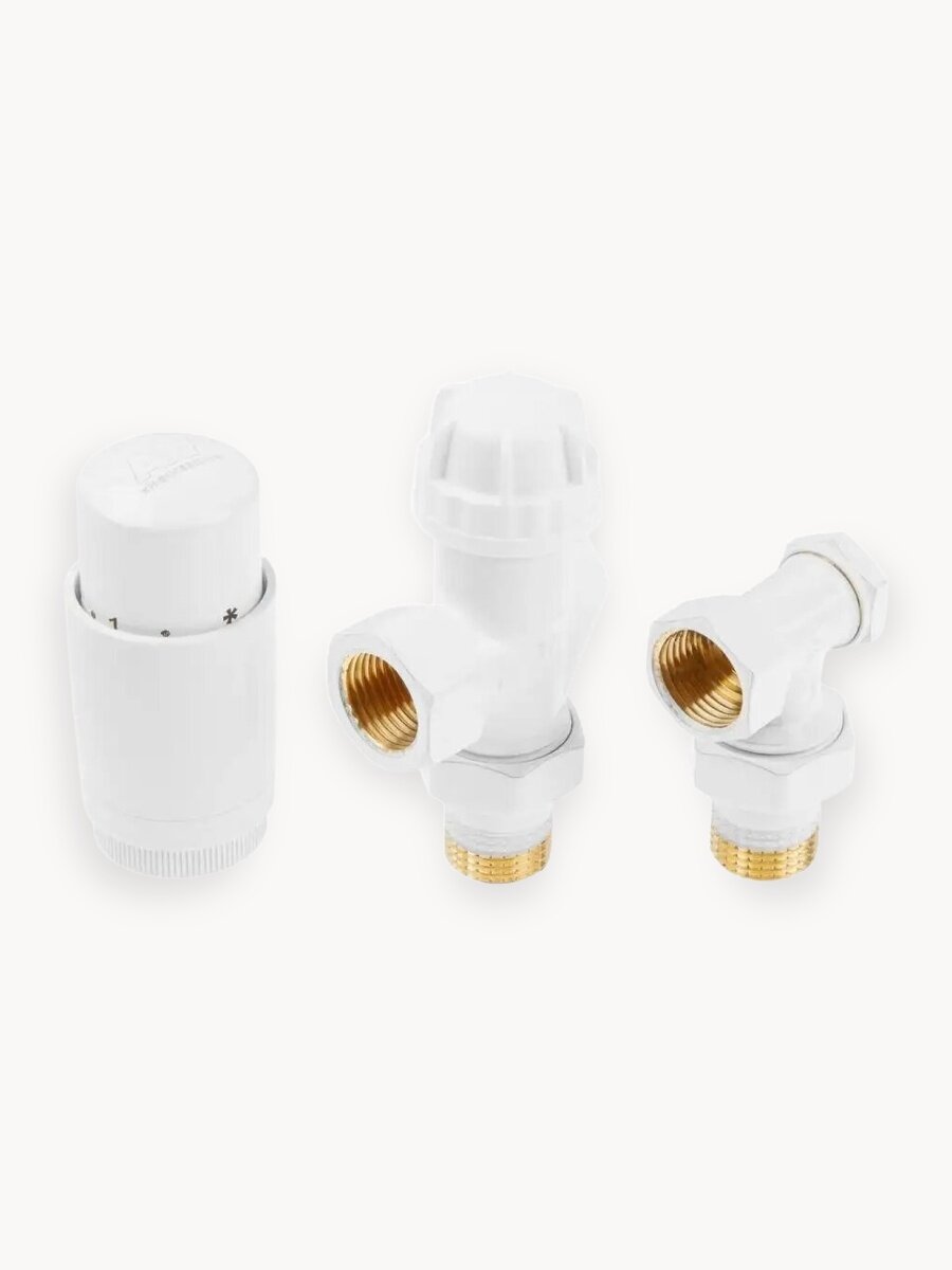 Комплект термостатический для радиатора отопления AV Engineering осевой Белый DN15 x 1/2" с термоголовкой (AVE32012W)