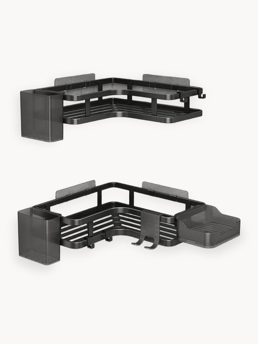 Полка Bas Home, для ванной, без сверления, угловая, металл, 2 шт