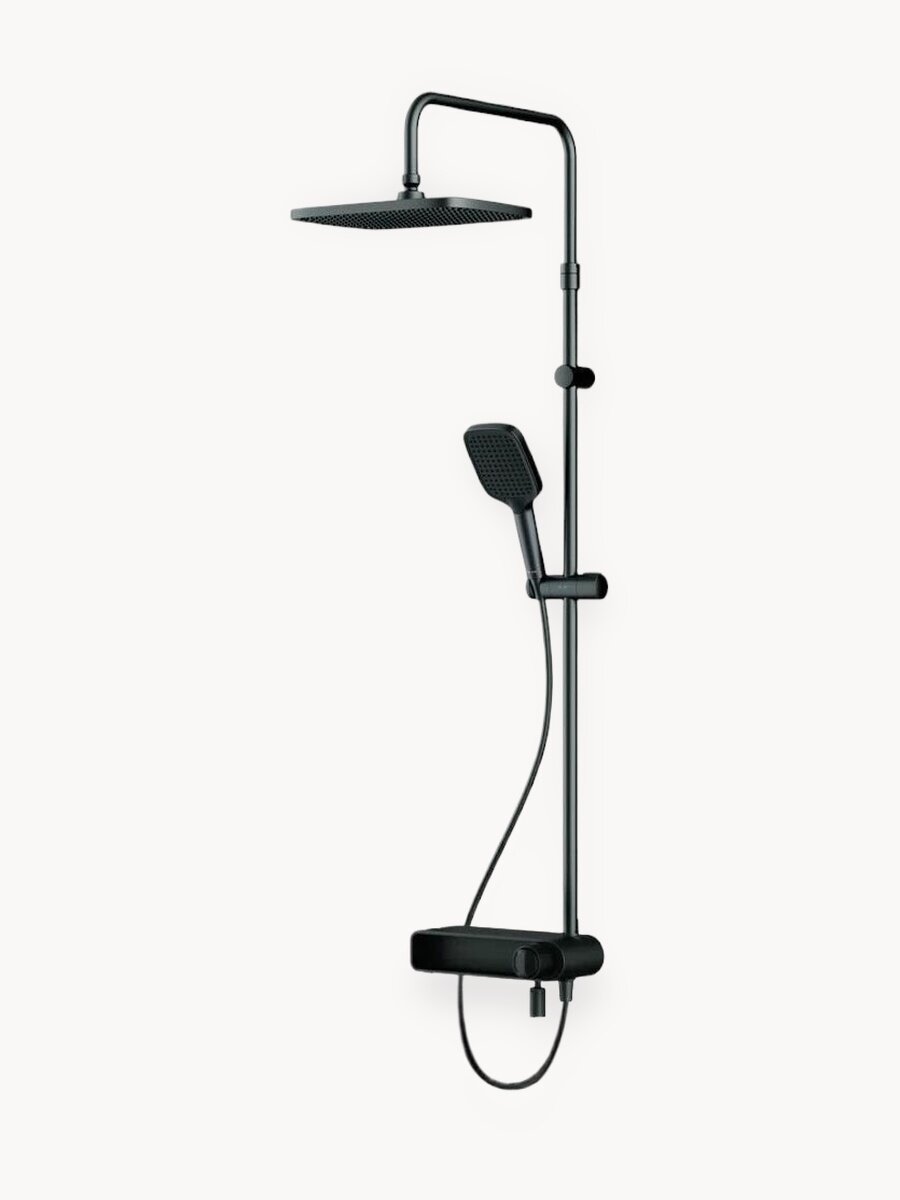 Душевая система с тропическим душем AM.PM Brava черный матовый, с изливом, прогрессивный картридж