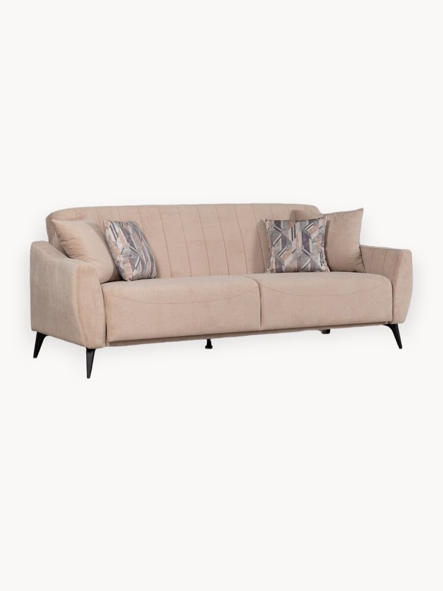 Диван раскладной Боне 01.02, Велюр Happy 130 (кремовый), Оригами олив три