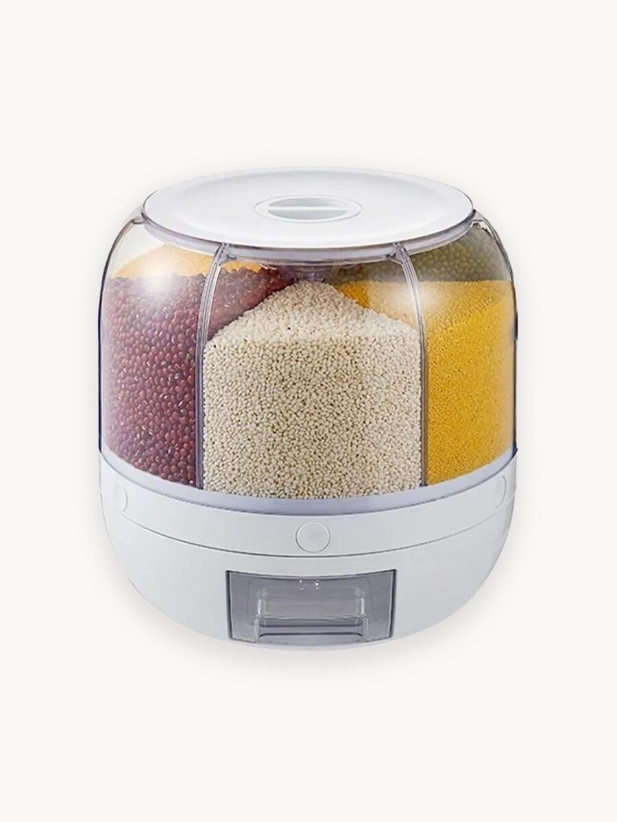 Дозатор-диспенсер LETTBIN, для сыпучих продуктов, вращающийся, с дозатором, белый, пластик