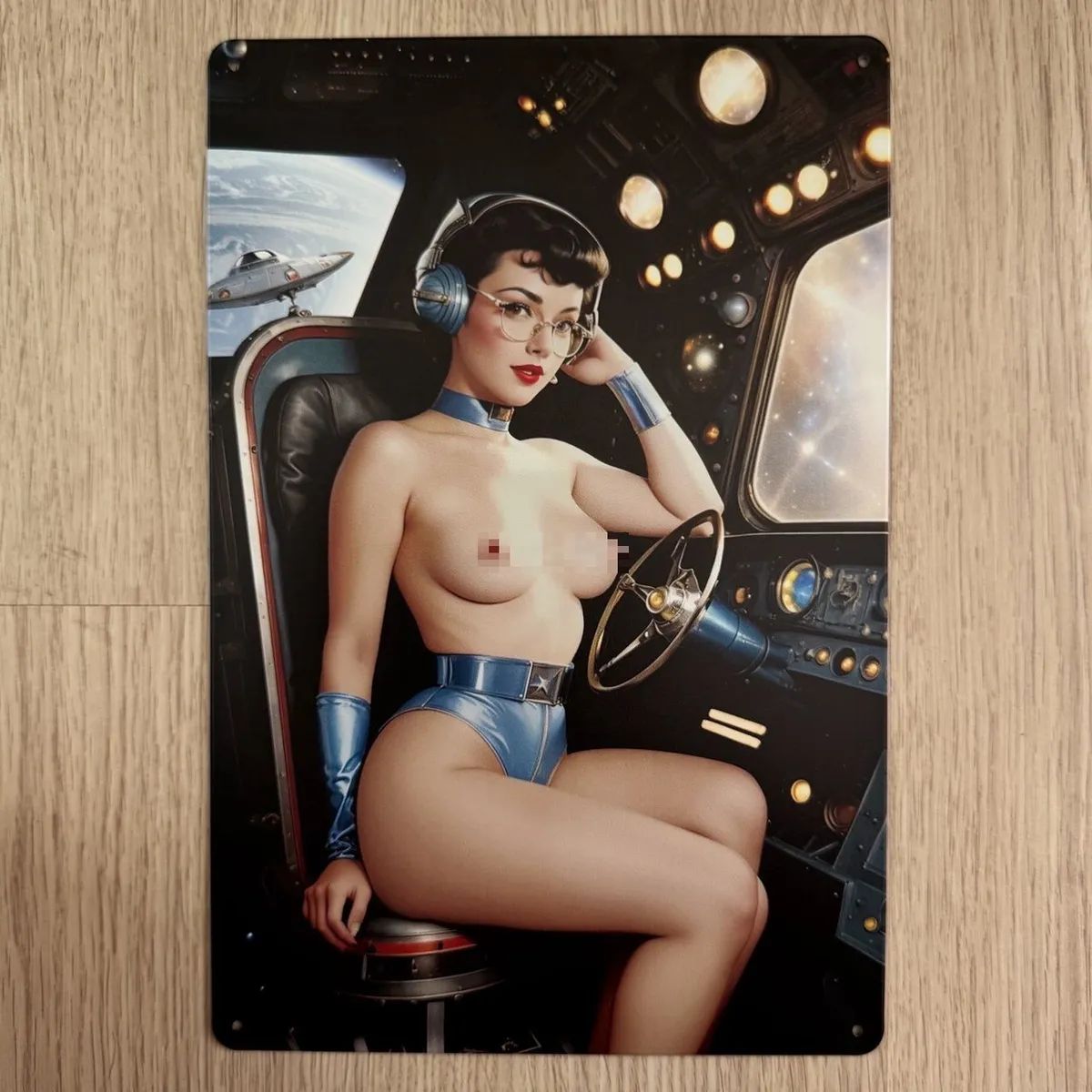 Табличка металлическая интерьерная Pin-Up Девушка Пинап