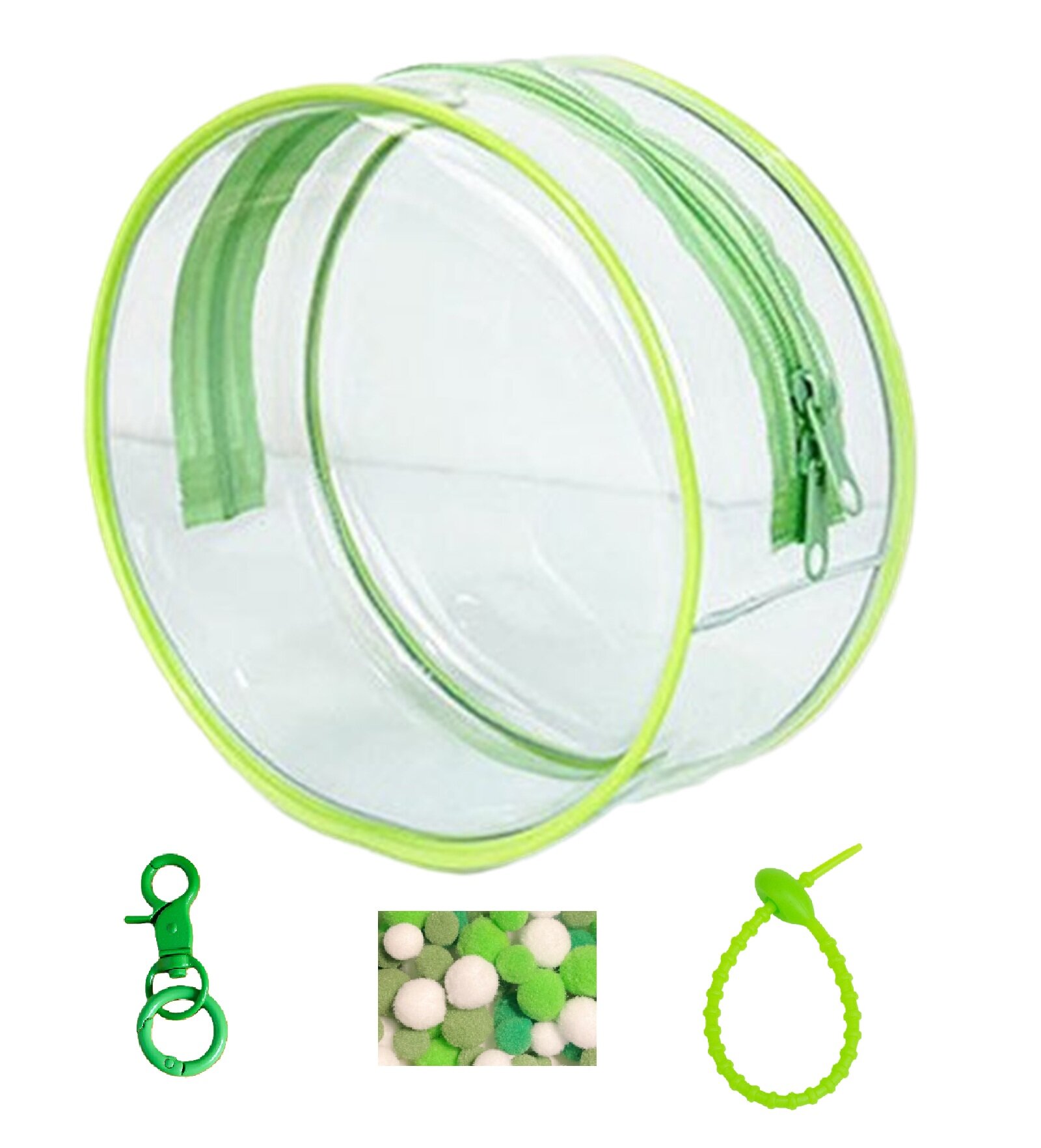 Прозрачный сумка для плюшевых кук PVC для прогулок с большой вместимостью, сумка для демонстрации моделей кук, держатель для хранения кабелей дома, круглая сумка для детской коляски 12/14/16CM, материал PVC, вес пустой сумки 46г, вес с застежкой+шариком