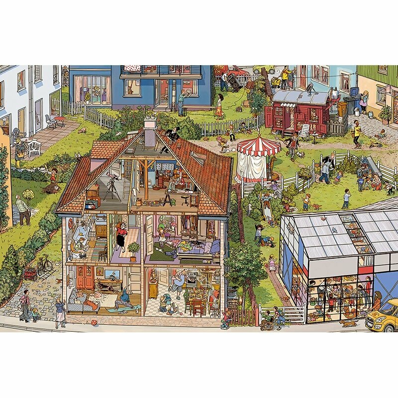 Пазл панорамный, мультяшный город, повседневная жизнь, 1000 деталей, 500 для взрослых, снятие стресса, 300 игрушек,