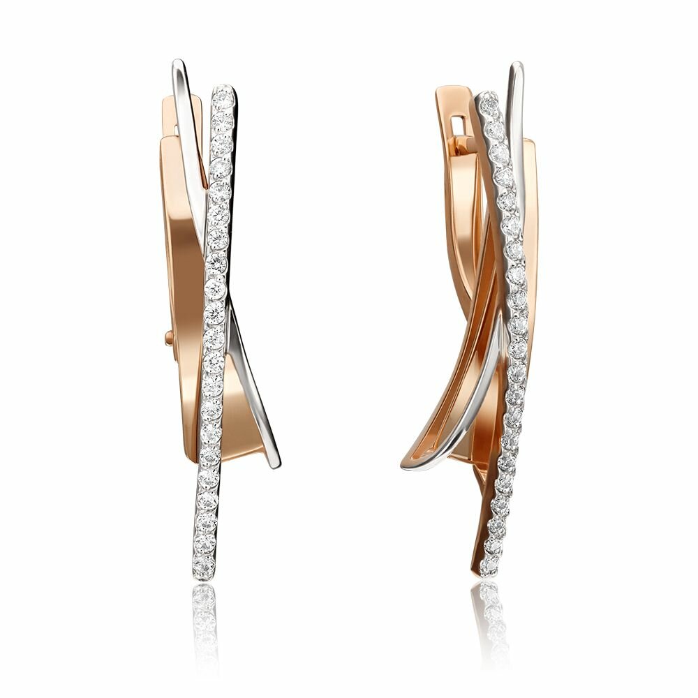 Серьги, красное золото, 585 проба, фианит