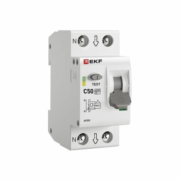 Устройство защиты от дугового пробоя (уздп) 1P+N C 50А 6кА с авт. выкл. PROxima, EKF AFDD-2-50C-PRO (1 шт.)