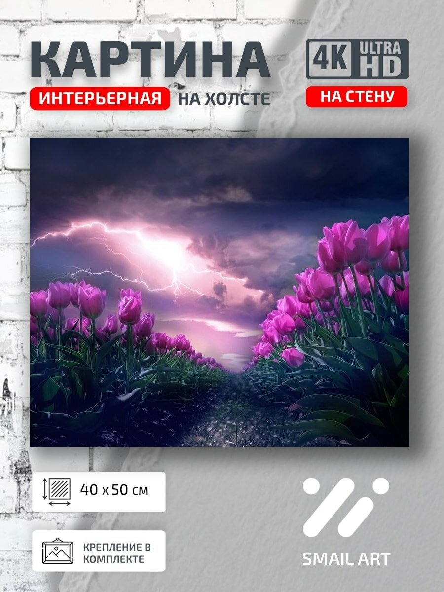 Картина на холсте интерьерная 40 на 50 на стену Розовые Тропа для студии атмосфера