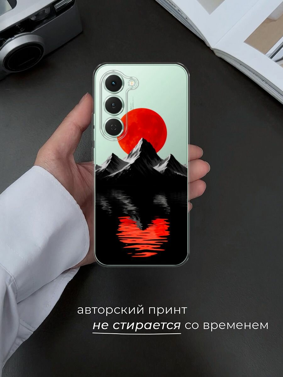 Чехол на Tecno Spark 40 Pro / Текно Спарк 40 Про с принтом Черная гора, прозрачный — фото 1