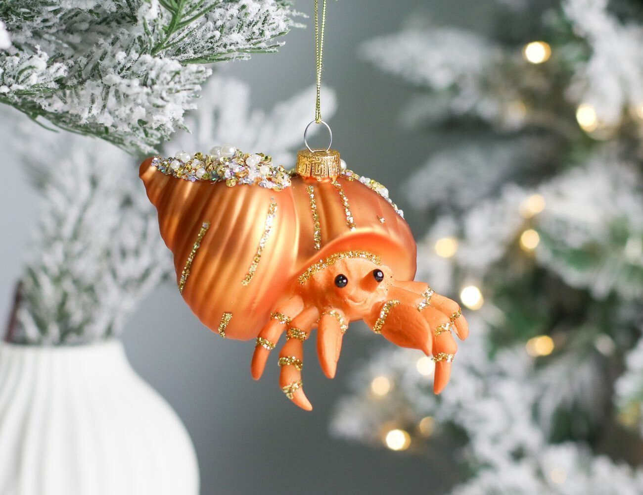 Ёлочная игрушка домовитый крабик, стекло, 12 см, Винтер Деко (Winter Deco) 5010015
