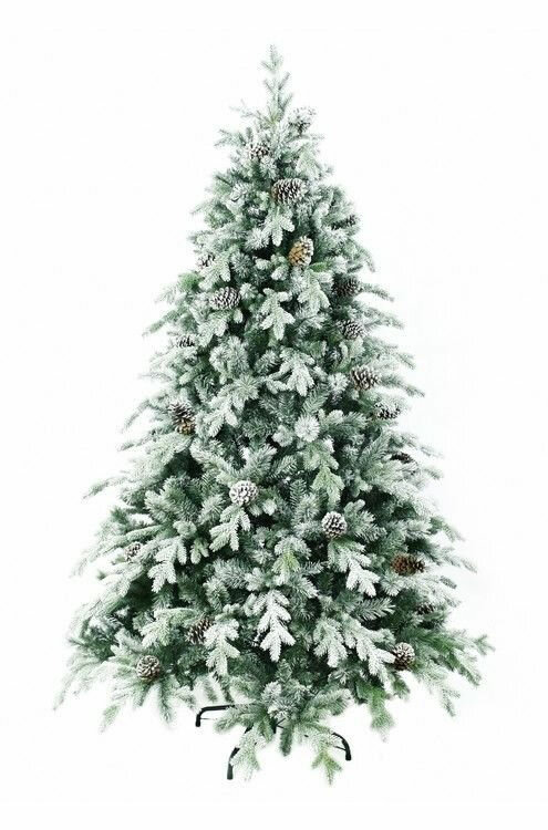 Искусственная елка Crystal Queen заснеженная с шишками 3.6 м, литая + ПВХ + Леска, BEATREES LGB04GP-BH120-MD/1041236