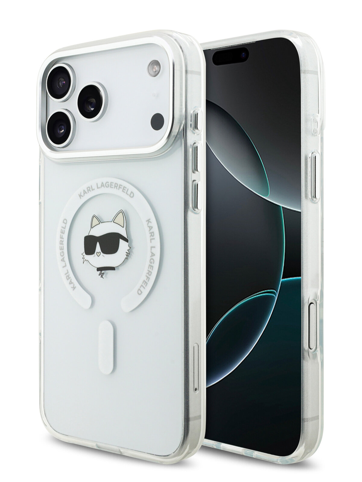 Чехол Karl Lagerfeld на iPhone 17 Pro Max, с магнитами MagSafe, с принтом IML Design, белый