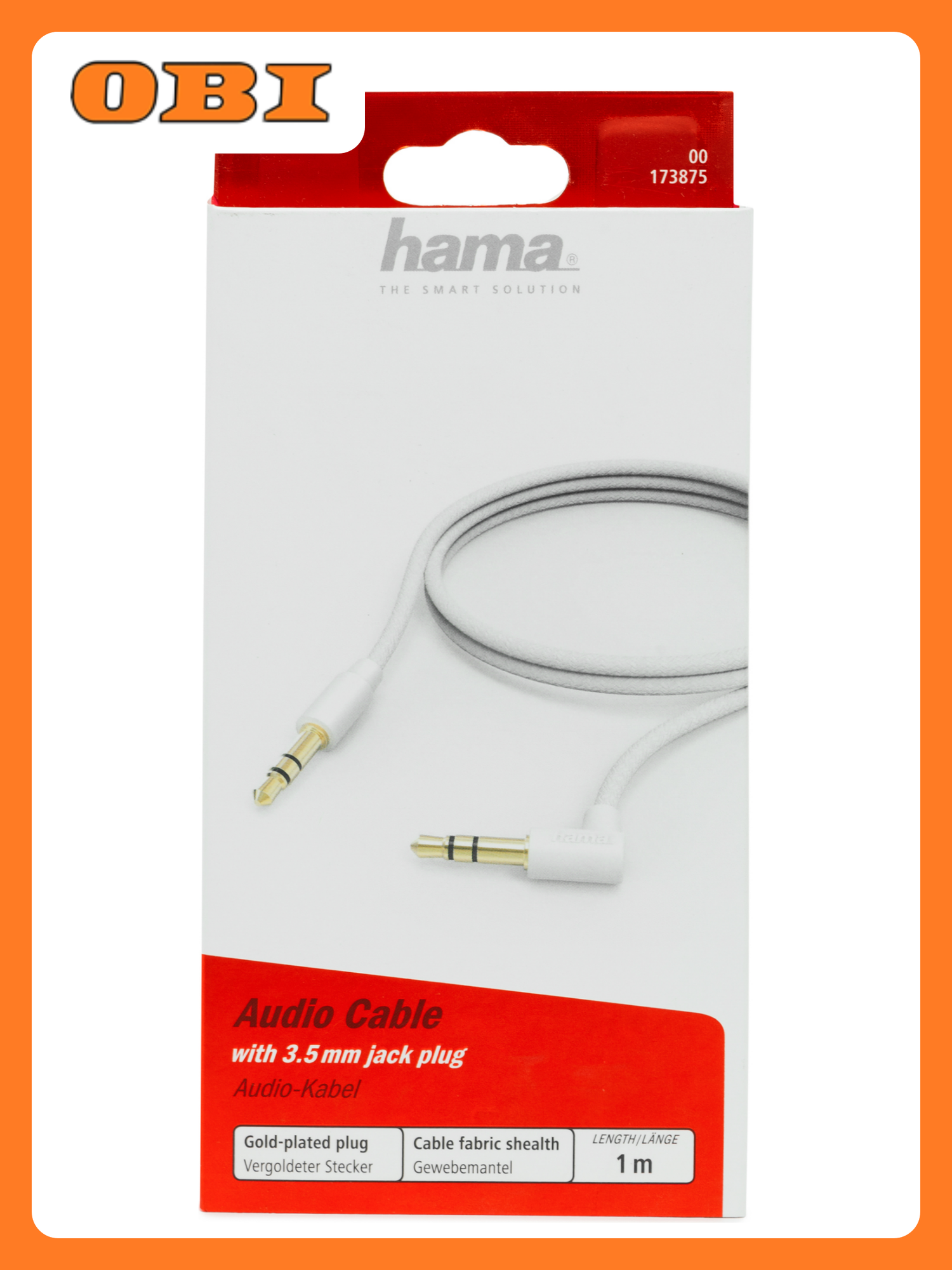 Адаптер аудио Hama Jack 3.5 (m)/Jack 3.5 (m) 1м (00173875)