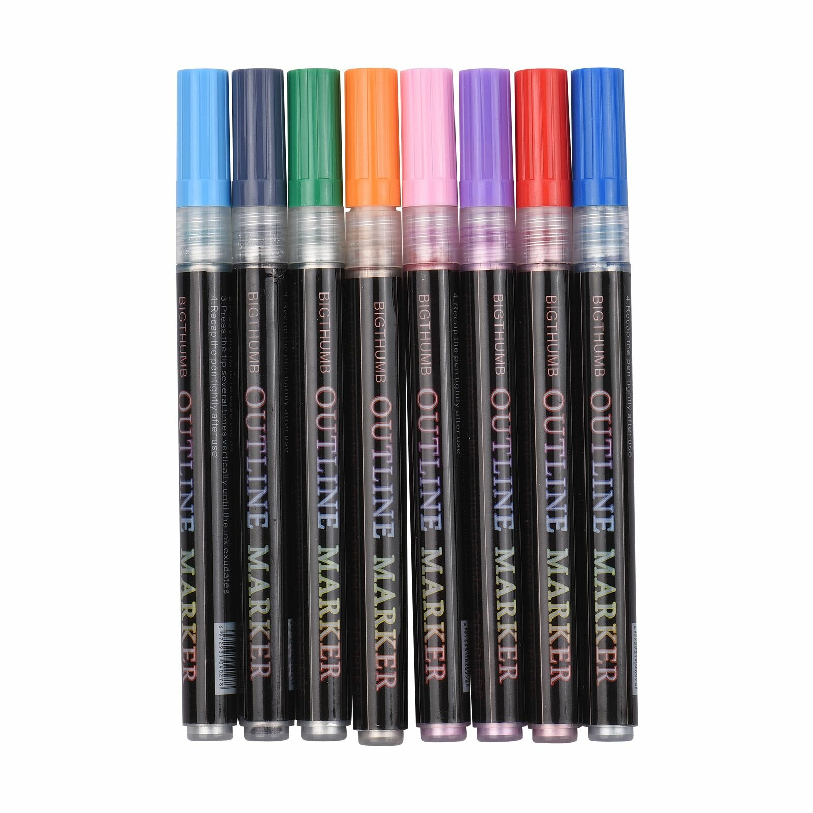 Маркеры бигтамб 8/12/24 цветные контурные двойные для рисования DIY поделок, создания подарочных карт, заполнения дневников, оформления постеров, фотоальбомов, школьных проектов, писем и раскрашивания