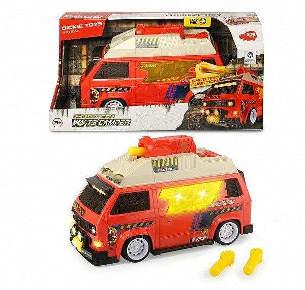 Dickie Дикки Volkswagen T3 Camper Машинка с залповой установкой 28 см свет, звук 3756004 с 3 лет