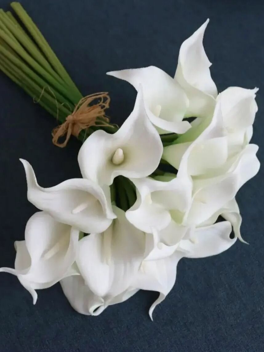 Искусственные цветы F, каллы, белые, 50см, 10шт, полимерные материалы, силикон