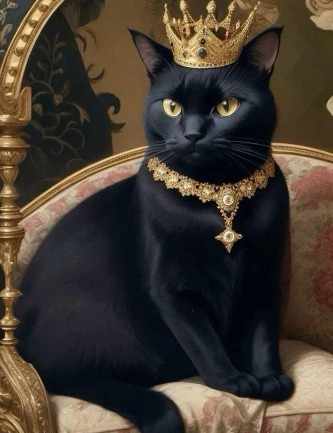 Алмазная Картина "Кошки: Серый Британский Кот С Короной" 5D Круглый Бриллиант 40x50См.