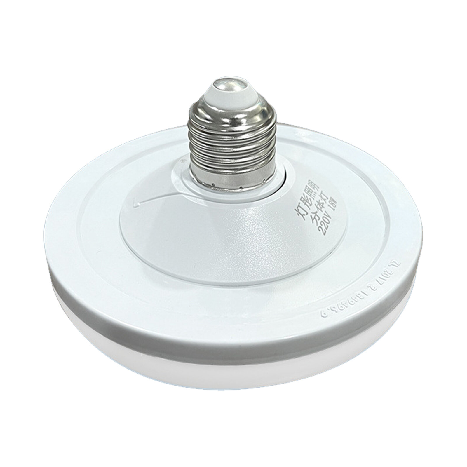 Лампа светодиодная Flying Saucer Head Hall, 18w, 24w, 36w, 50w, 70w, диаметр 115mm (18w), 150mm (24w), 185mm (36w), 220mm (50w), 260mm (70w), высота 40mm + 30mm, температура цвета 6500k-7000k, напряжение 165-265v, винтовая резьба E27, материал