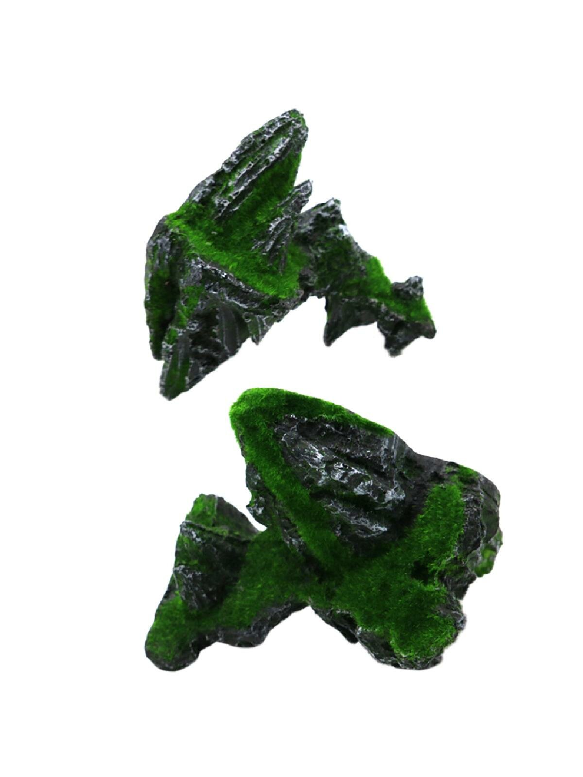 Украшение аквариума Рыба из смолы и мха для аквариума Украшение из 2 штук Набор