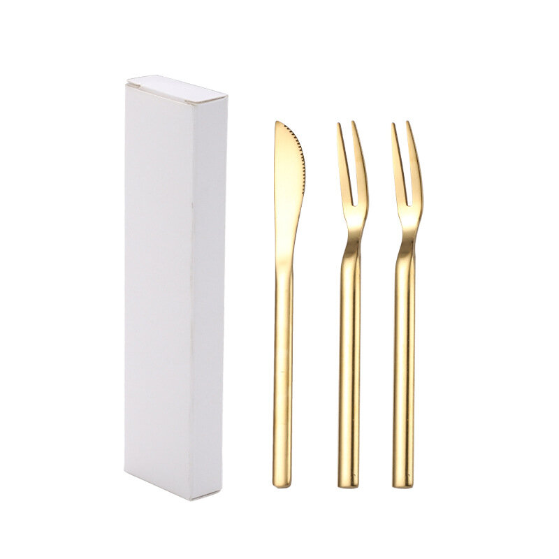 Набор столовых приборов из нержавеющей стали 304: вилка для фруктов, вилка для десертов, вилка для торта, двухзубчатый