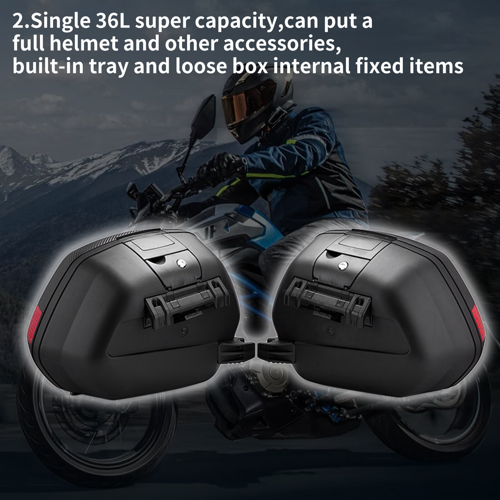 Универсальный жесткий боковой кофр 36L с креплением, для мотоциклов (красный)