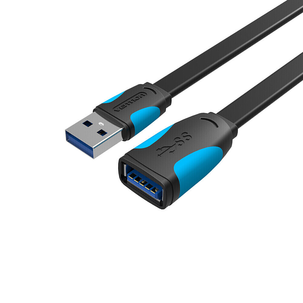 USB 3.0 удлинительный кабель Male to Female с усилителем сигнала, скорость до 5 Гбит/с, универсальная совместимость, длина 1.5 м/4.92 фута, черный