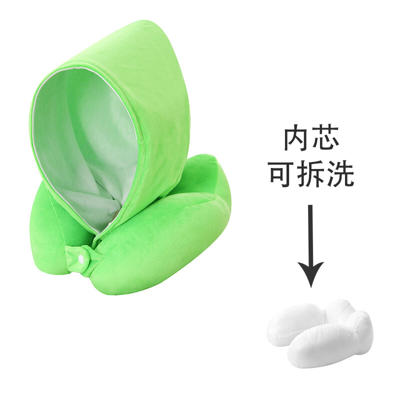 ✅Подушка U-образная с капюшоном, подушка для шеи, подушка U-образная, поддержка шеи, для путешествий, офиса, сна, блокирующая свет, подушка для самолета, защита шеи