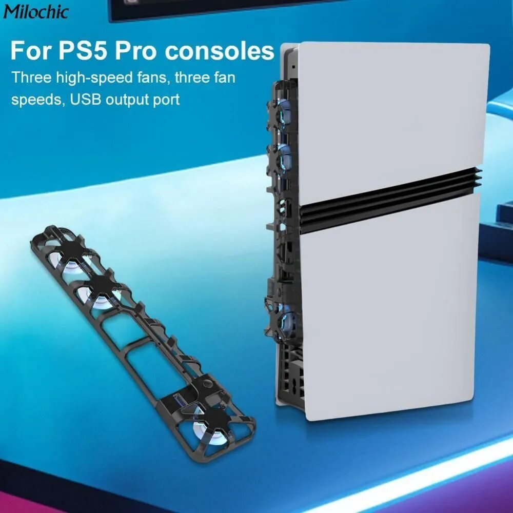 Игровая консоль оснащена задним вентилятором Blu-ray, подходящим для PS5 Pro, трехскоростной регулировкой скорости, эффективным отводом тепла и полным набором функций