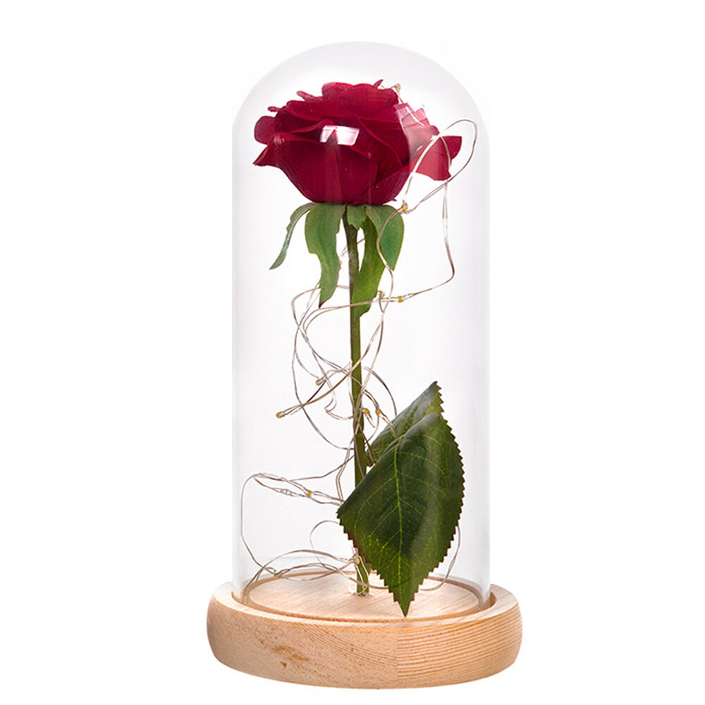 Глассовая крышка Внутренний розовый DIY Декоративная лампа КТВ Романтическая LED Атмосферная маленькая ночная лампа Подарок на День Святого Валентина, Розовый цвет: красный, синий (по выбору), Цвет основания: белый, черный (по выбору), Размер изделия: