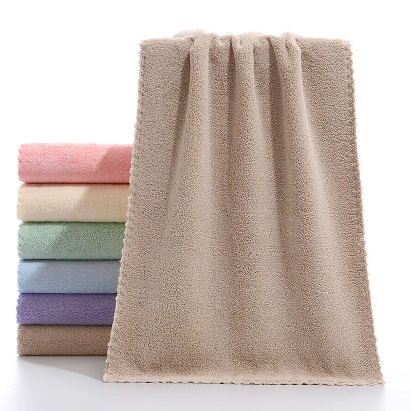 Коралловое бархатное полотенце режущий край мягкий впитывающий подарок для домашнего использования Хаки_35*75cm