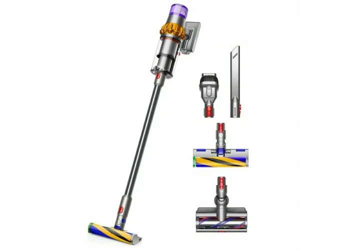 Вертикальный пылесос Dyson V15 Detect Absolute (SV47), желтый/никель мощность всасывания 240 Вт