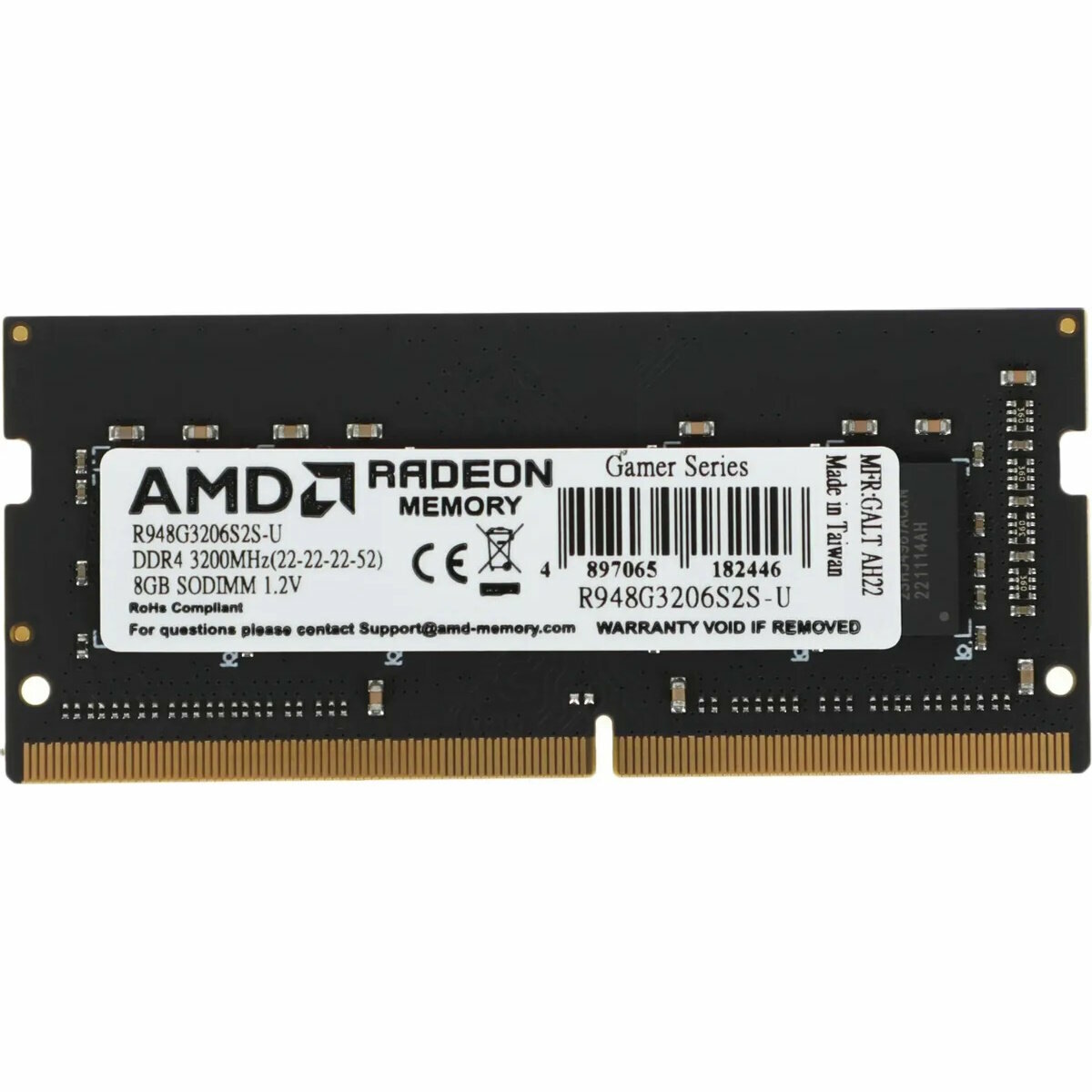 Оперативная память AMD R9 Gamer Series R948G3206S2S-U 8 Гб, DDR4, SO-DIMM, 3200 МГц