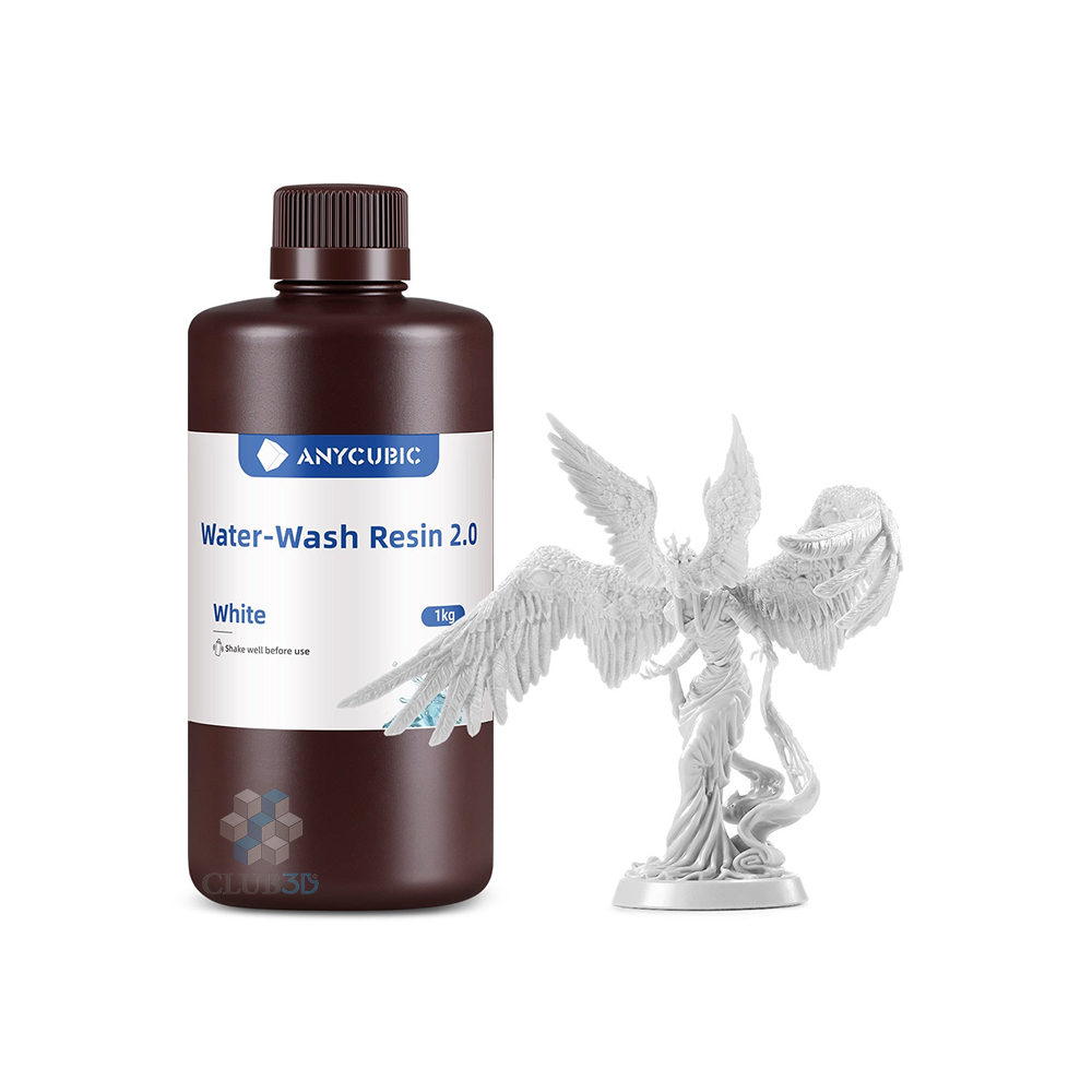 Фотополимерная смола Вода смываемая Anycubic Water-Wash 2.0 Resin UV для 3Д принтеров LCD DLP 405нм , Белая (White)