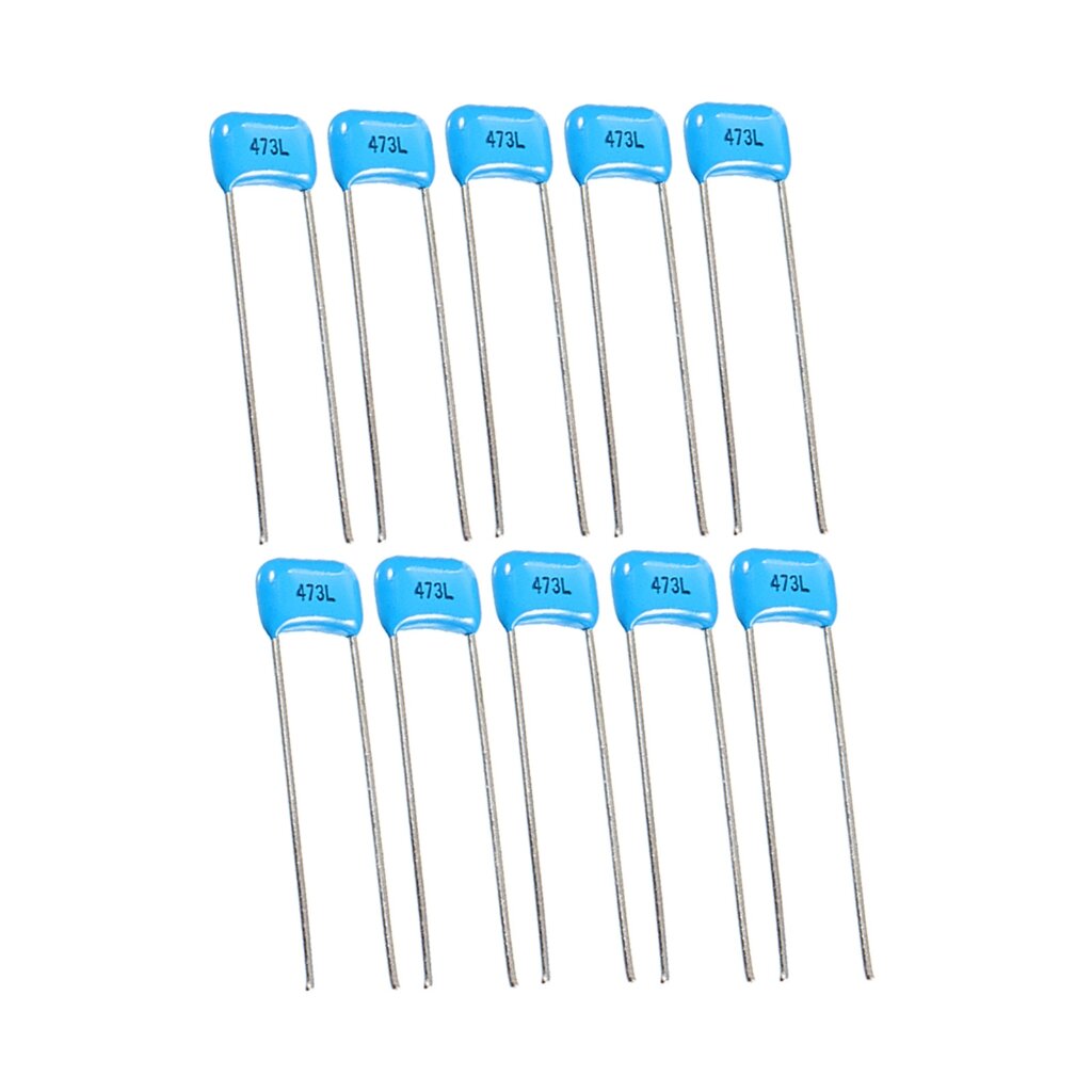 Комплект из 10 конденсаторов 473L для улучшения качества звучания гитары и снижения уровня шума в электронных схемах.