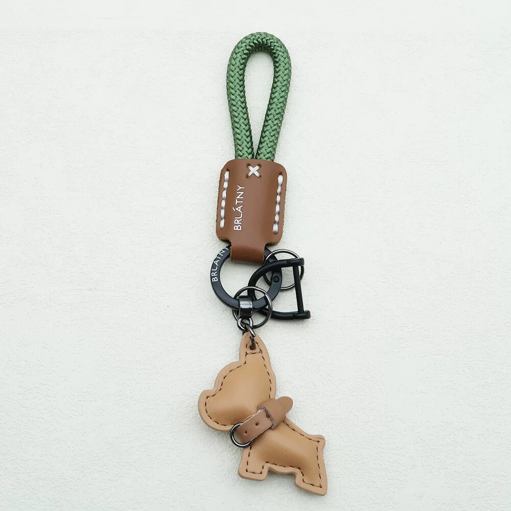 Кожаный брелок ручной работы для ключей от машины, милый французский бульдог, креативный подарок для пары, элитный