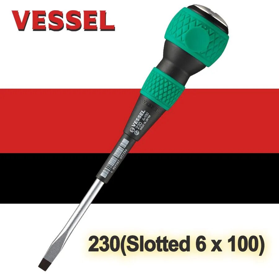 VESSEL Отвертка с рукояткой в виде тыквы, цельная ударная отвертка 230 SL 6X100