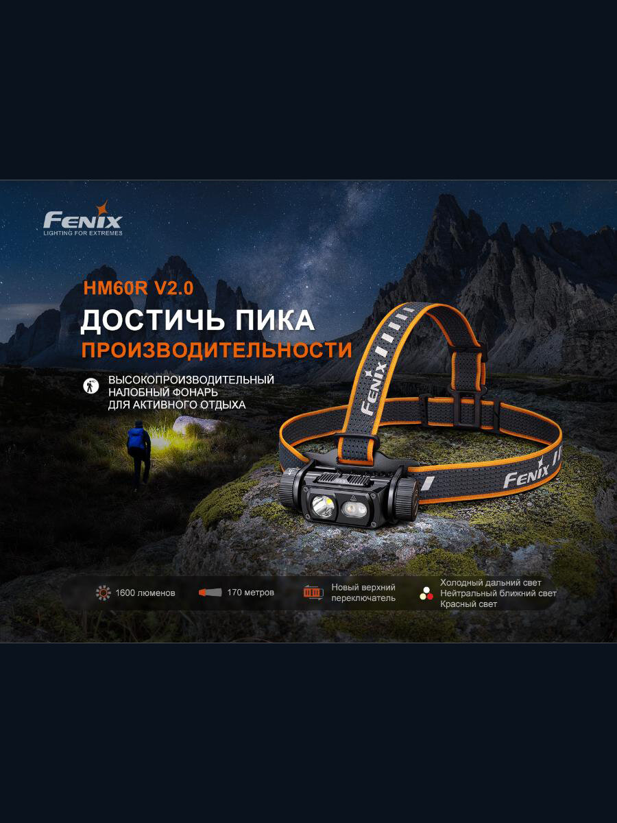 Фонарь Fenix налобный HM60R V2.0