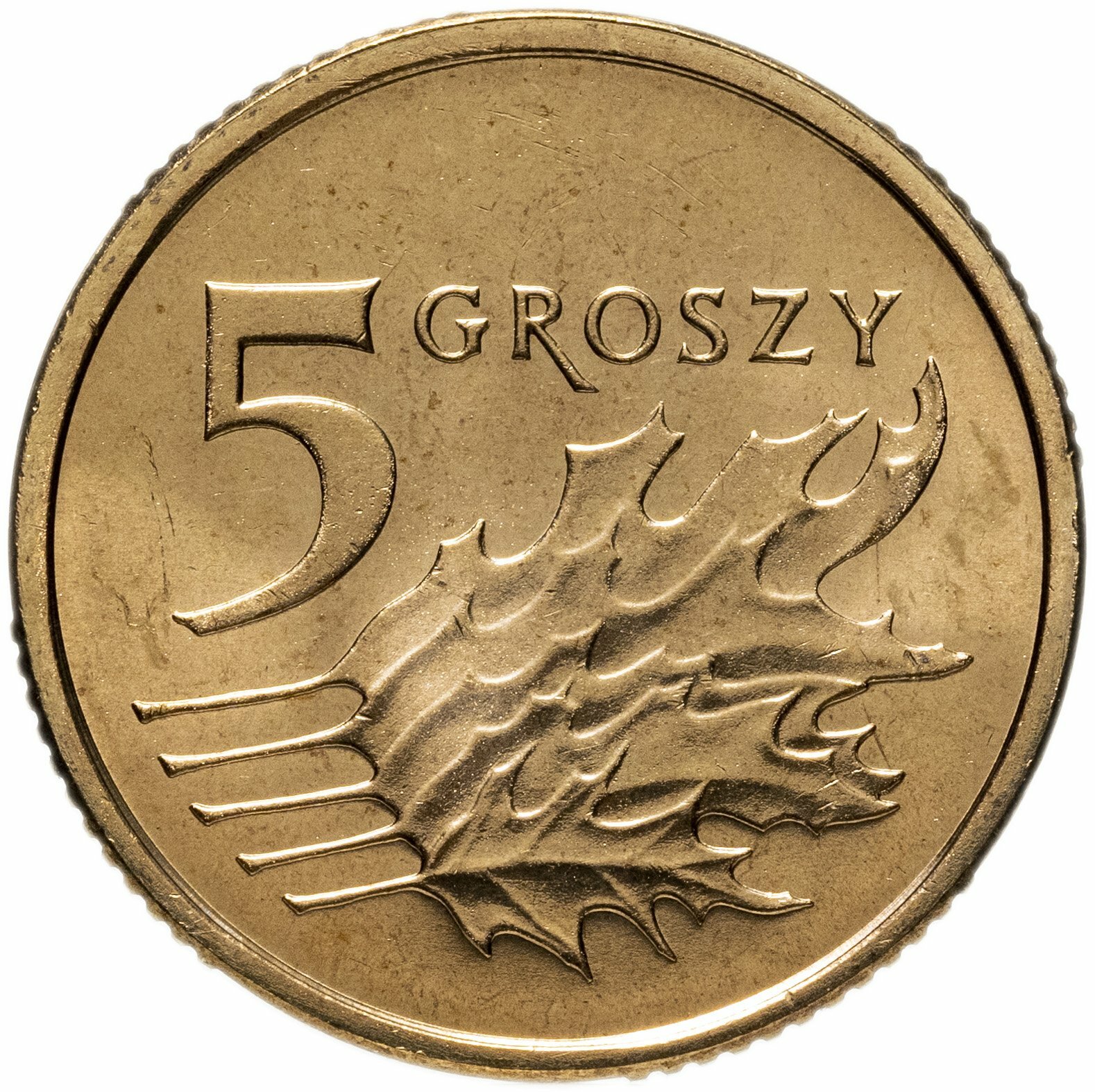 Польша 5 грошей groszy 2014 старый тип, Марганцево-латунный сплав, в сохранности AU-UNC