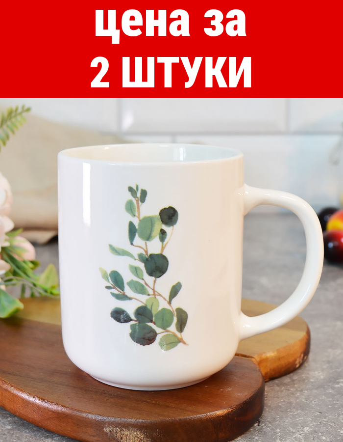 Комплект 2 шт, Кружка 360мл Эвкалипт