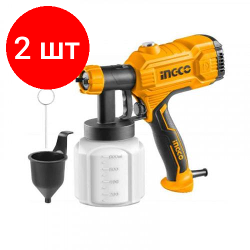 Комплект 2 шт, краскораспылитель 450ВТ 380 МЛ/МИН. ЁМК. Бочка 800 МЛ. ВЕС 1.2КГ INGCO