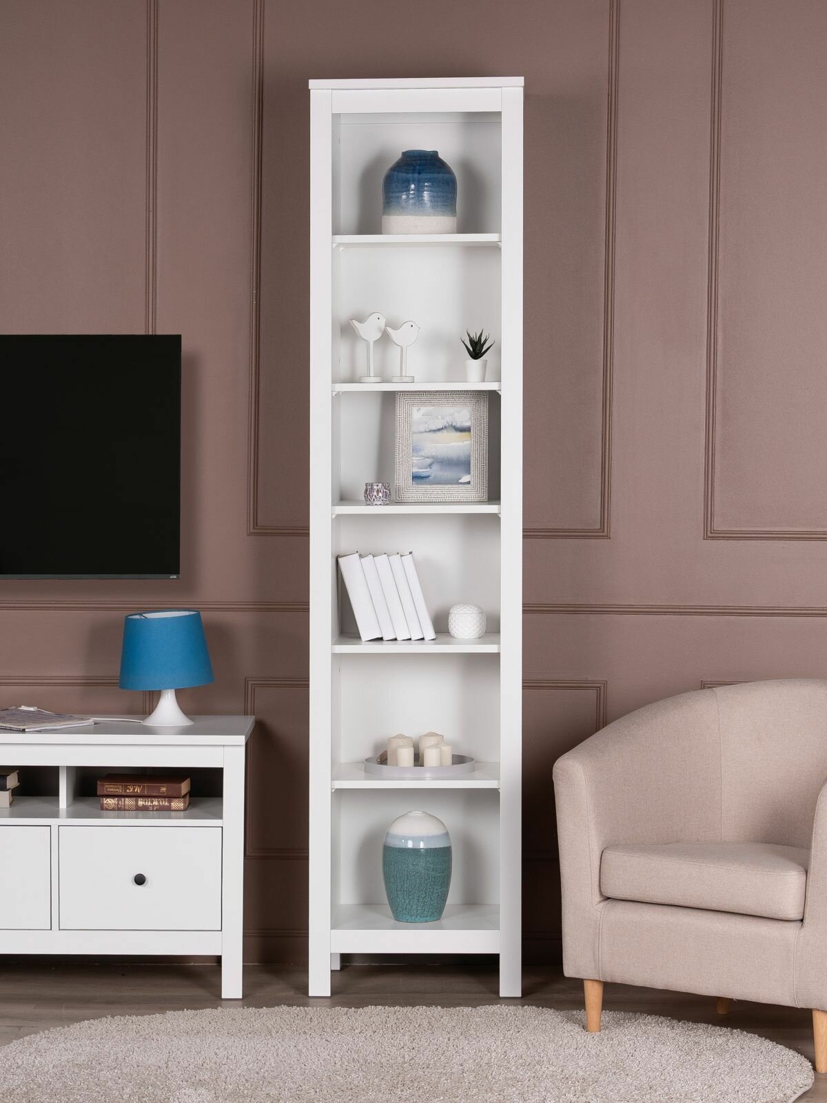 Стеллаж Сага, 50х42х215 см, белый, ГУД лакк