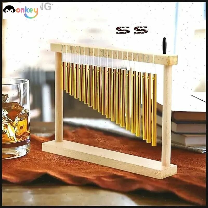 Желтый бар чаймс 20 трубок с палочкой деревянные ободы тарелки джингл-стик ударный инструмент